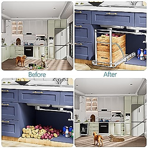 ANASTA Pull Out Trash Can Under Sink Cabinet Counter, Requires 13"W X 18"D Opening, Fits 7-10 Gallon 35QT Can Not Included Chrome Silver