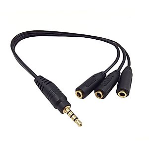 3.5mm Stereo Audio Splitter Cable Qaoquda 1FT Gold Plated 3.5mm (1/8") TRRS Stereo Plug Male to 3 x 1/8" 3.5mm Stereo Jack Female 1 Input 3 Output Stereo Audio AUX Splitter Cable(1M/3F)