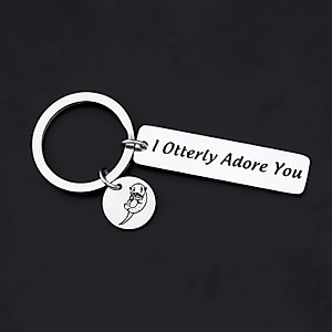 ENSIANTH Funny Otter Gift Otter Lover Gift I Otterly Adore You Gift foy Boyfriend Girlfriend (Otter Keychain)