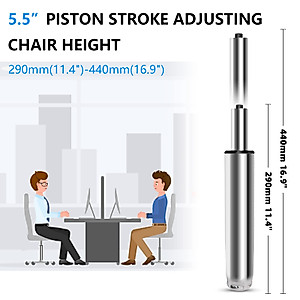 5.5 inch Office Chair Cylinder Replacement,Heavy Duty Gas Lift Cylinder for Office Desk Chairs/Gaming Chair,Gas Lift Hydraulic/Pneumatic Piston, Universal Size (Silver)