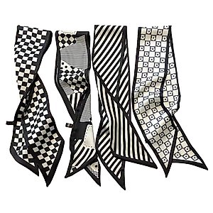 QTMY 4 Pack Purse Scarf for Bags Silk Head Scarf for Hair Handbag Women Scarfs Band Hair Neck Scarves Fashion Gifts,10