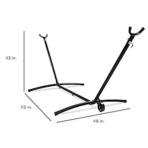 Best Choice Products Portable Heavy-Duty 9ft Steel Hammock Stand w/Built-in Wheel, Carrying Case, Weather-Resistant Finish, 450lb Capacity