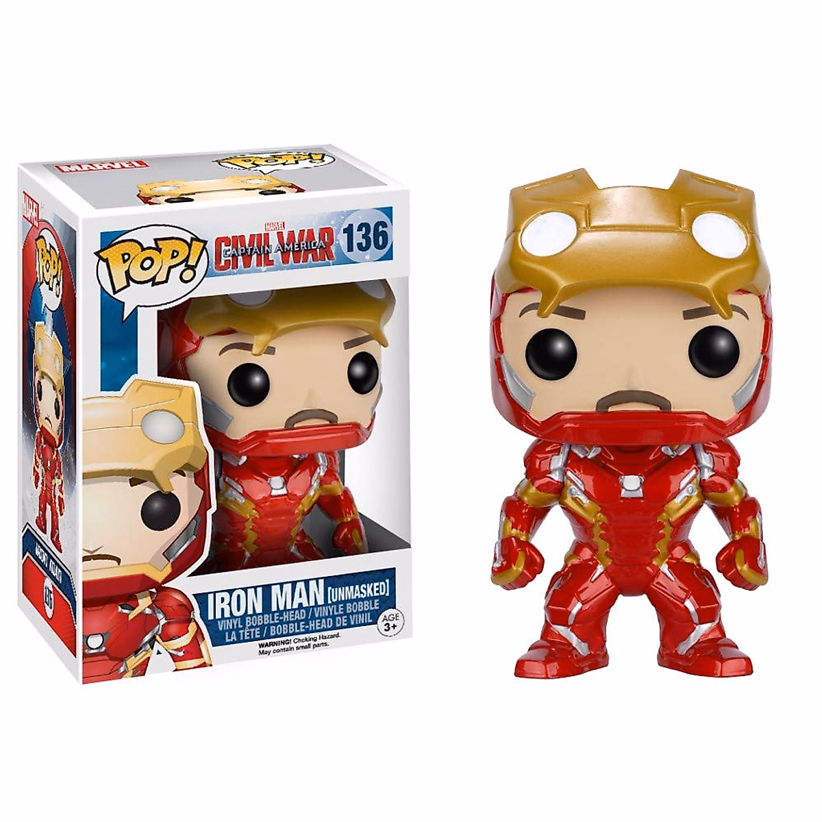 Funko POP! FK7225 3.94-Inch Marvel Captain America 3 Civil War Iron Man Unmasked Vinyl Limited Edition Figure