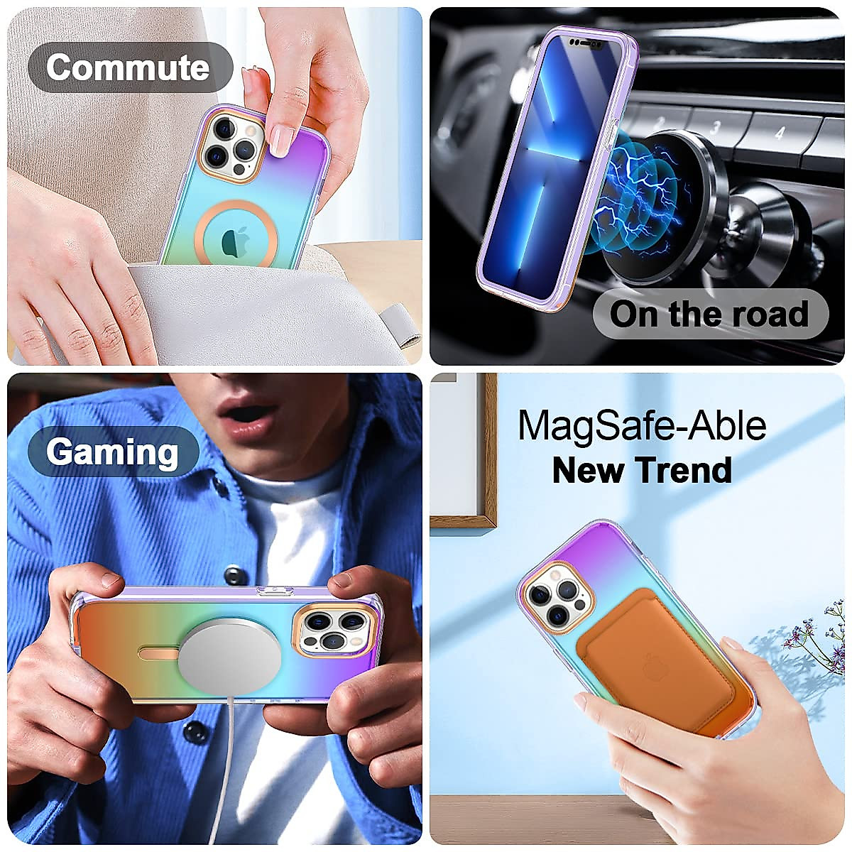 Rancase MagSafe-Compatible iPhone 12 Pro Max Case with Screen Protector, Shockproof Full Body Cover for Women & Girls, 6.7", Purple