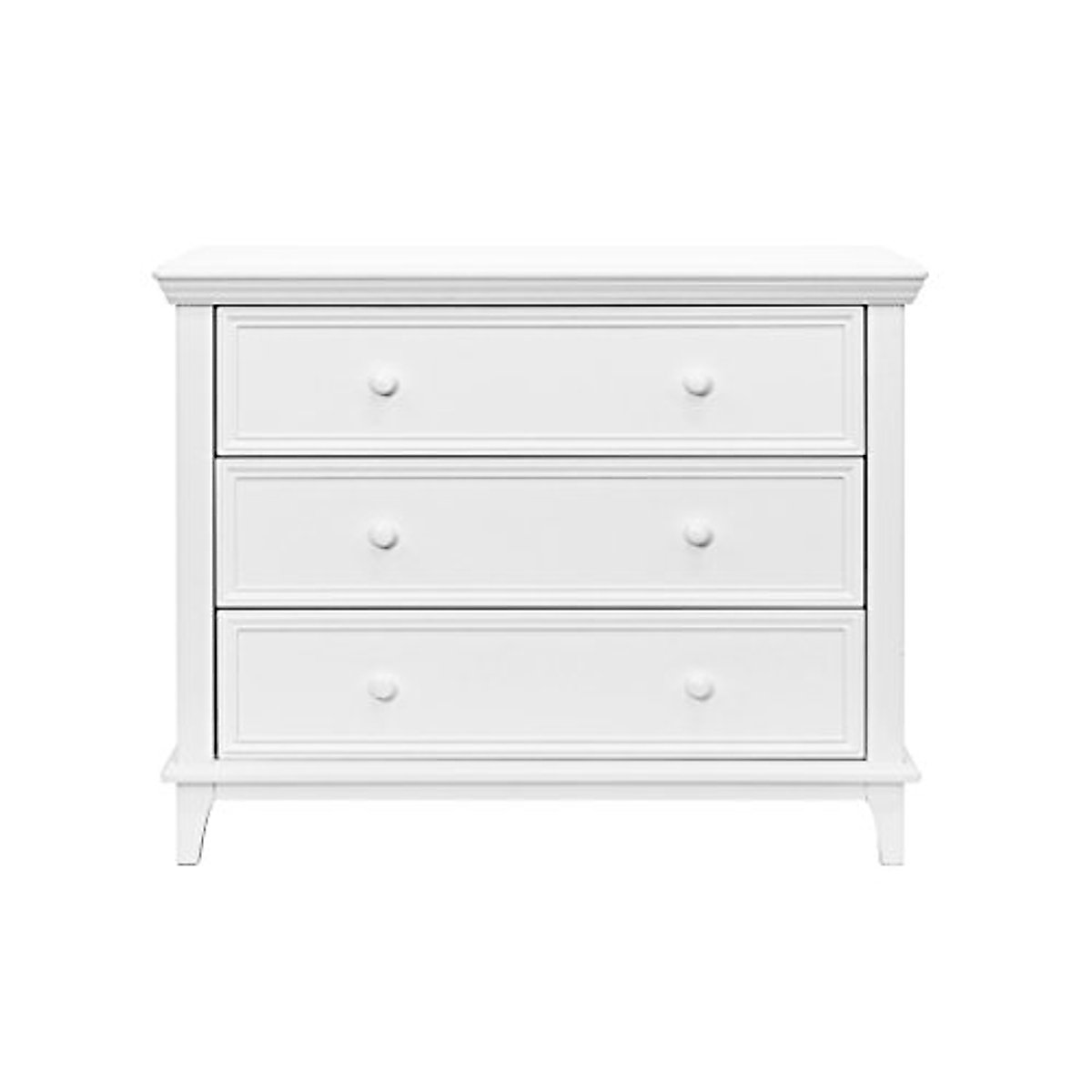 Contours Easy-to-Assemble Transitional 3-Drawer Dresser - Built-in Hardware, Changing Table Height, 3 Spacious Drawers, Sculpted Wooden Knobs, Anti-Tip Kit, White