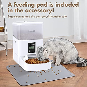 Lovegoo Automatic Cat Dog Feeder with Feeding Mat Anti-Clogging Design Timed Cat Feeder 4L Programmable Control 1-4 Meals Pet Dry Food Dispenser with Desiccant Bag, Twist Lock Lid, 10s Voice Recorder