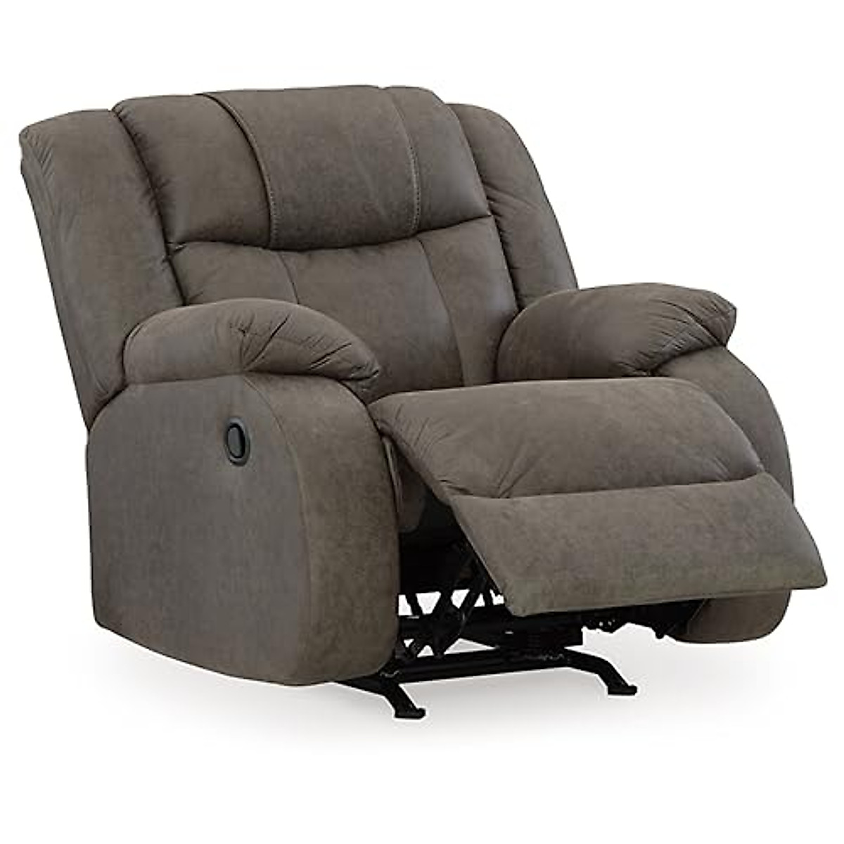 Signature Design by Ashley First Base Modern Faux Leather Rocker Recliner, Gray