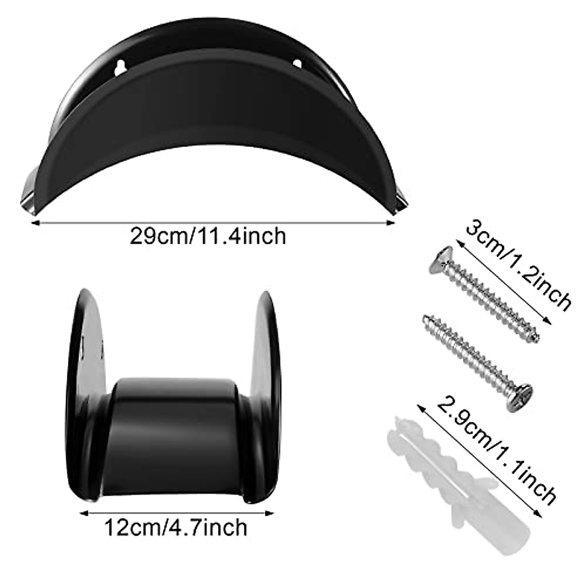 3 Pieces Garden Hose Holder, Water Hose Holder, Steel Wall Mounted Heavy Duty Black Hose Hanger Reel Metal Garden Hose Storage Outdoor Hose Hook for Outside Hose Brackets