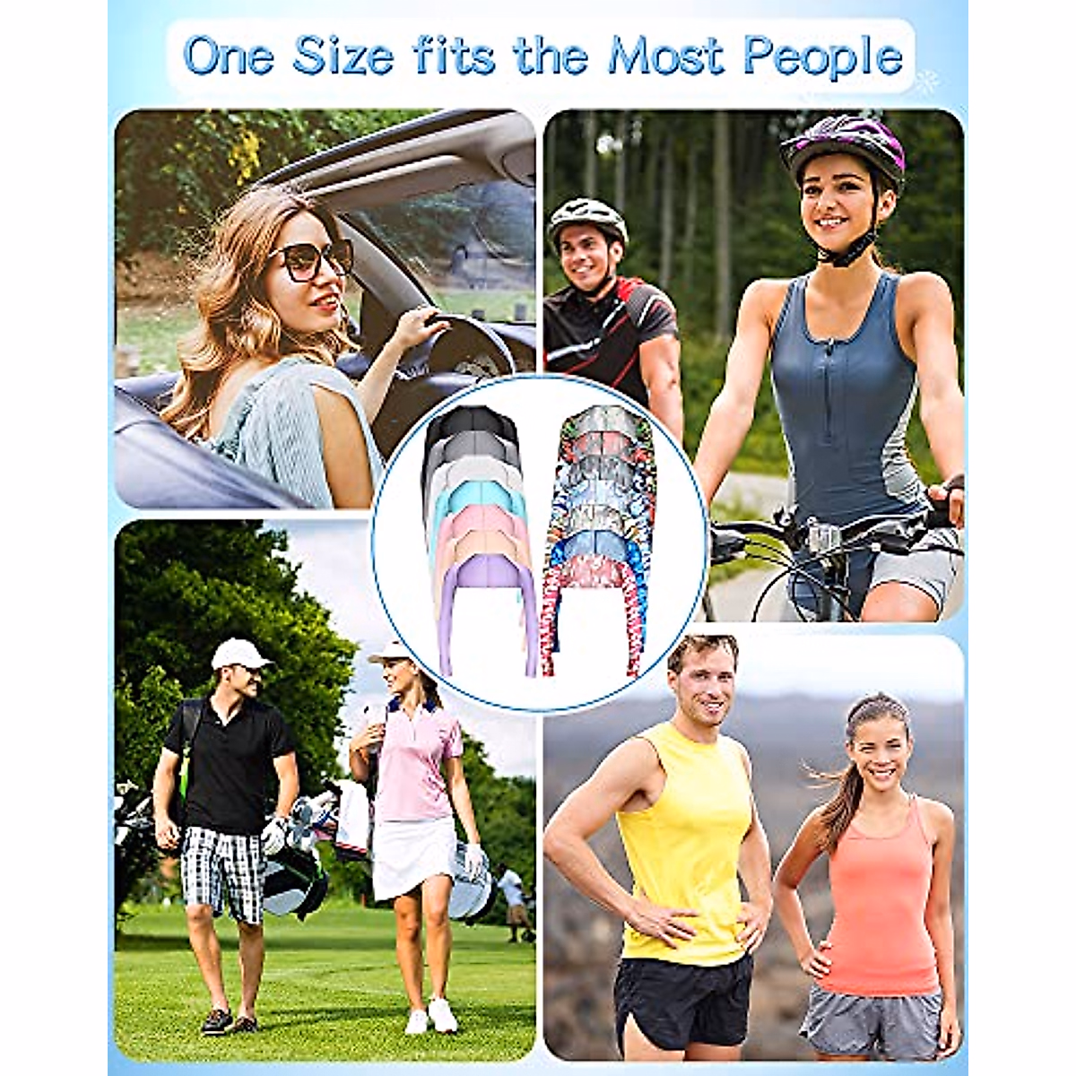 14 Pieces Women Cooling Shawl Arm Sleeve with Finger Hole Anti-UV Golf Cooling Shawl Arm Sleeve Sun Protection Breathable and Comfortable for Golfing, Driving, Riding, Fishing, 14 Colors