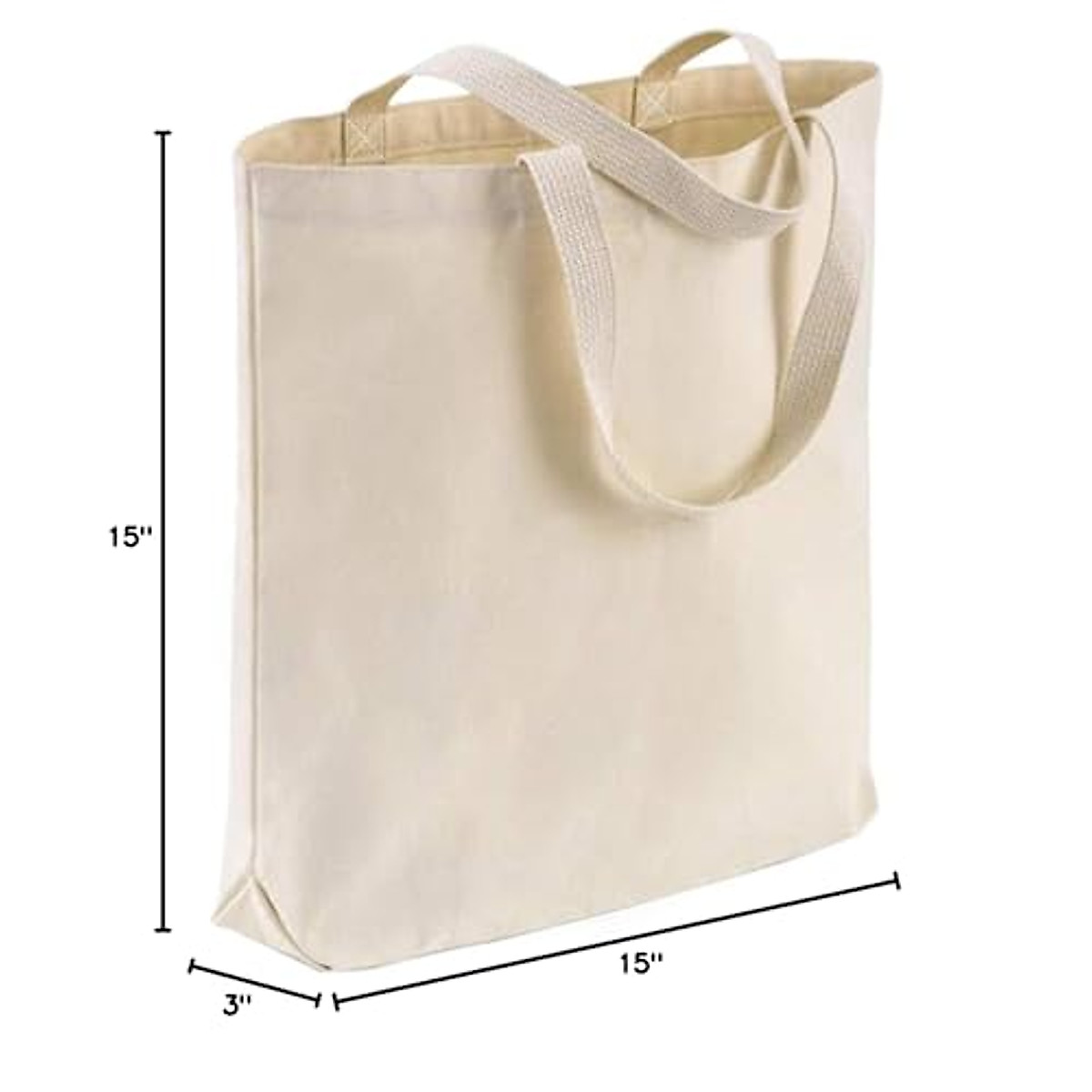 Sturdy Canvas Wholesale Tote Bags with Bottom Gusset 15"W x 16"H x 3"G Blank Totes Great for DIY Painting Printing Embroidery