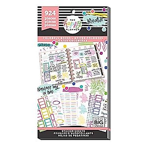 me & my BIG ideas Sticker Value Pack - The Happy Planner Scrapbooking Supplies - Colorful Boxes Theme - Multi-Color - Great for Projects, Scrapbooks & Albums - 30 Sheets, 924 Stickers Total