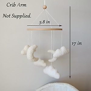 Cloud Crib Mobile Cloud Baby Mobile for Crib Neutral Boho Moon and Clouds Mobile Neutral Nursery Décor Boucle Mobile
