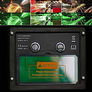 Geelife Solar Powered Welding Helmet Auto Darkening Hood with Adjustable Shade Range 4/9-13 for Mig Tig Arc Welder Mask (Blue Eagle)