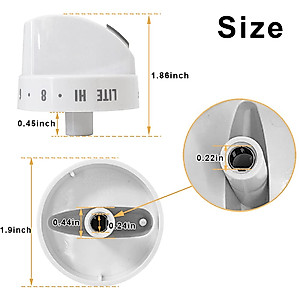2Pcs 316442512 Burner Control Knob, Gas Range Knobs Compatible with Frigidaire, Kenmore, Sears Range Oven, Stove Knobs Replacement Part, Replaces PS2332410, AP4327159, FRG316442512 White