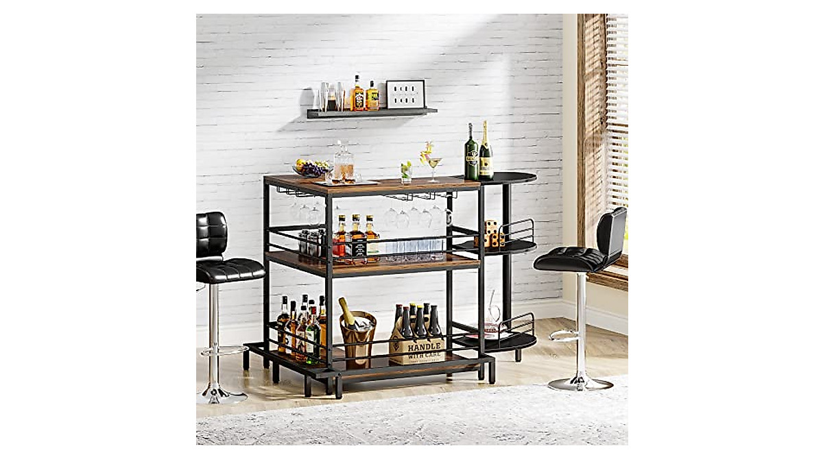Tribesigns 3-Tier L-Shaped Liquor Bar Table for Home