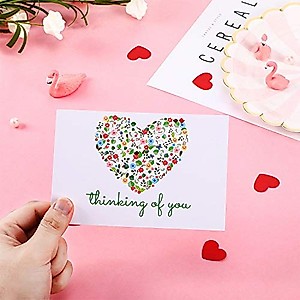 Outus 50 Pieces Thinking of You Postcards Bulk Blank Greeting Cards Floral Missing You Greeting Cards for Friendship Love Encouragement and Support
