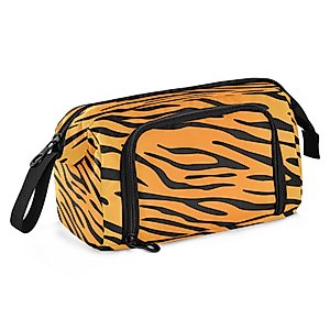 Quteprint Large Capacity Pencil Case, Animal Tiger Skin Pattern Portable Pencil Bag Pen Case Pouch with Zipper, Office School Stationery Bag Pencil Box Holder for Teens Girls Boys Adults Student