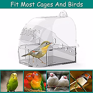Hamiledyi Bird Cage Bath Parrot Bath Box Accessories Bird Bathing for Budgies Supplies Hanging Bathtub for Small Pet Cockatiel Canary Cockatoos Parakeet Conure Lovebird