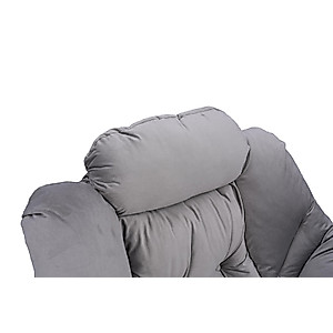 YOPTO Single Steel Frame Leisure Sofa Chair with Armrests and A Side Pocket,Modern Cotton Fabric Lazy-Chair,Accent Contemporary Lounge Chair for Living Room Bedroom,Light Gray