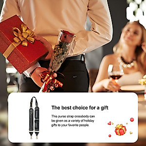 Replacement Vegetarian Leather Crossbody Strap-Adjustable Black Purse Strap,Clip & Go Shoulder Bag Strap for Handbags,Durable Thick Replacement Straps