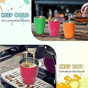 ANIKJOY Set Of 3 3oz Mini Tumbler Shot Glass With Straw and Lid, Stainless Steel Sublimation Mini Shot Glass Tumblers for for Espresso Coffee Spirits (A)