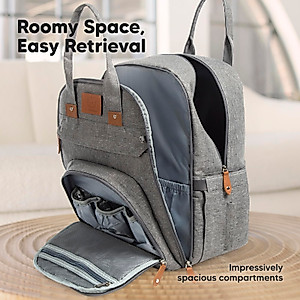 KeaBabies Diaper Bag Backpack, Baby Diaper Bag - Large Baby Diaper Bags for Baby Boy, Girl, Baby Diaper Bag with Changing Station Diaper Mat, Baby Bag for Boys, Girls,Dad Diaper Bag(Classic Gray)