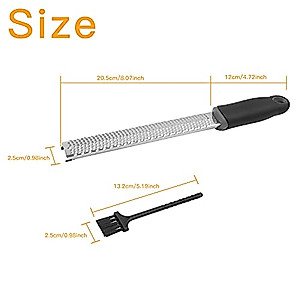 Sihuuu Zester Grater, Lemon Citrus Zester for Kitchen, Parmesan Cheese, Chocolate, Ginger, Garlic, Nutmeg, Vegetables, Fruits, Soft Touch Handle (12.8 Inch, Black)