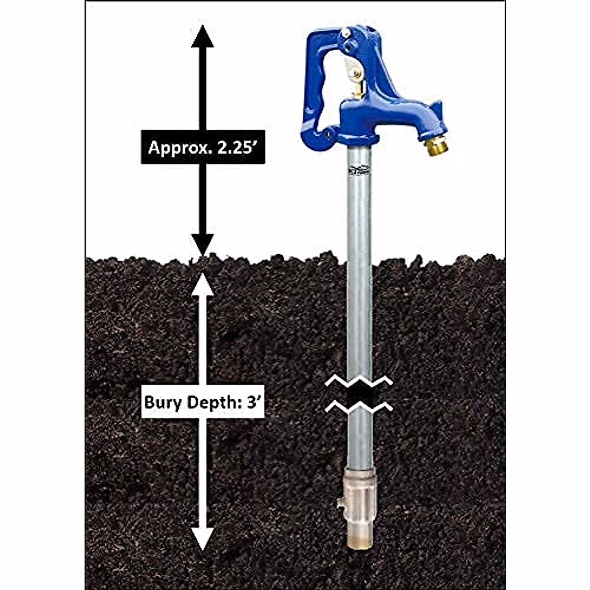 K2 Pumps AWP00001K-3, LF 3' FP Yard Hydrant; L 5.25', Bury Depth, 3'