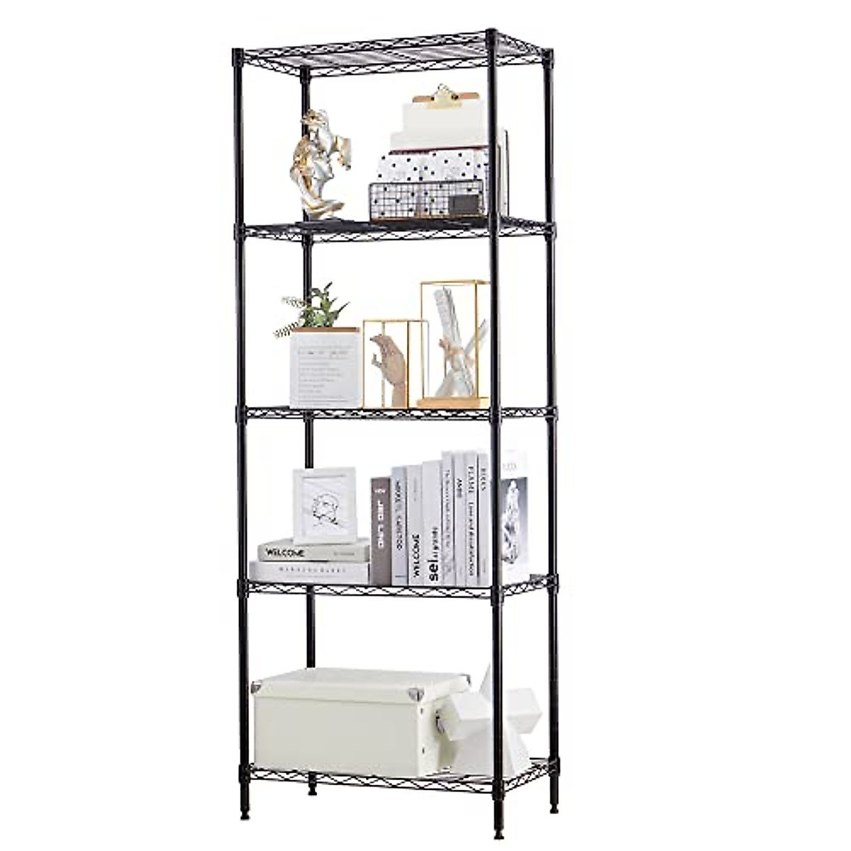 MZG Steel Heavy Duty 5-Tier Utility Shelving Unit Steel Organizer Wire Rack for Home,Kitchen,Office (24-in W x 14-in D x 63-in H)