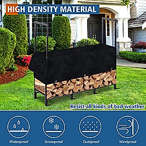 KULAMOON Firewood Racks Outdoor with Cover, 4FT Heavy Duty Wood Rack for Firewood, Firewood Storage Logs Rack with Cover for Fireplace Patio Deck, Indoor/Outdoor Wood Rack for Firewood