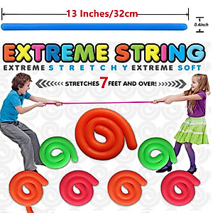 HYMONA 18 Packs Large Monkey Noodles 32CM/13 INCHES,Pull up to 7 feet (BPA/Phthalate/Latex-Free),Strengthen Stretchy Strings