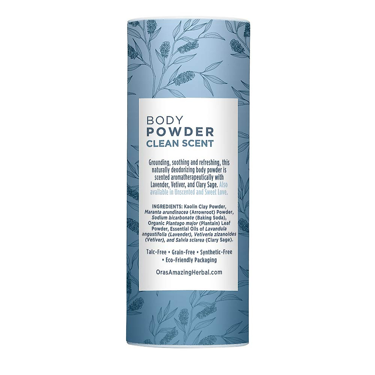 Natural Body Powder and Oil Set, Dusting Powder, Body Oil, No Talc, Corn, Grain, Gluten, Clean Scent Powder 2.5 oz with Travel Size Clean Scent Oil 2 oz, Ora's Amazing Herbal