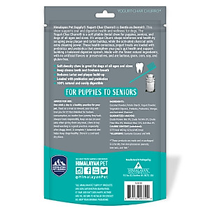 Himalayan Dog Chew Yogurt Char-Churro Charcoal Dental Chews - Dog Teeth Cleaning, Dental Treats for Dogs, Dog Training, 100% Natural, Probiotics, Removes Plaque, Lactose, Grain, Corn, Soy, Gluten-Free