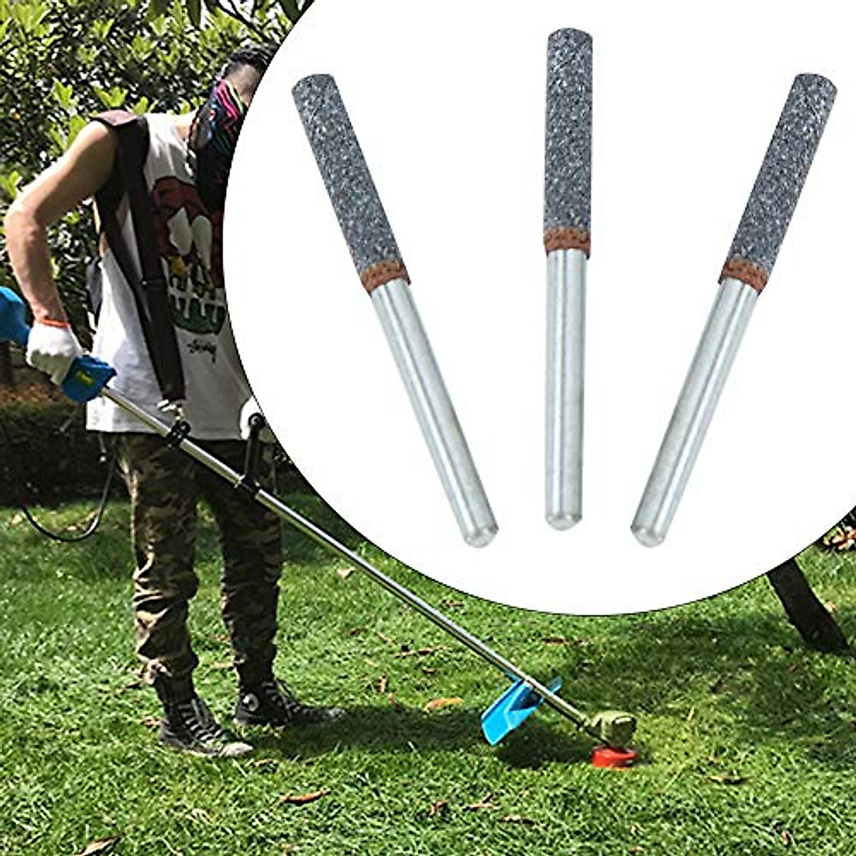 3Pcs 4mm 5/32in Diamond Chainsaw Sharpener Grinding Stone Burr Stone File Sharpening Tool for Rotating Tool