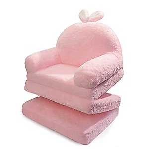 MONKISS Kids Couch Fold Out Soft Toddler Chairs ，Toddler Armrest Chair Bed for Play ，Gift for 0-3 Years