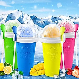 memrable Slushy Maker Cup, Portable Slushie Tik Tok Quick Frozen Smoothies on the Go, Homemade Ice Cream Squeeze Magic Double Layer Milkshake and Smoothie (Yellow), 9.57 x 4.49 4.41