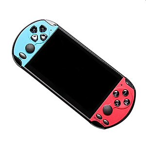 X7 PLUS Handheld Game Console 5.1-inch Dual Joystick Game Console 8GB Built-in 1000 Games Support 32/64/128-bit Video Game Console ( Blue+Red）