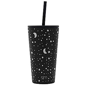 Simple Modern Insulated Tumbler with Lid and Straw | Iced Coffee Cup Reusable Stainless Steel Water Bottle Travel Mug | Valentines Gifts For Him & Her | Classic Collection | 16oz | Lunar