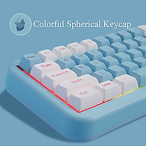 60% Wireless Gaming Keyboard,Rechargeable RGB Backlit Keyboard with Hand Rest,2.4G USB Connection,Compact 63-Key Quiet Computer Office Keyboards for PC Windows Desktop Laptop Mac Smart TV Box (Blue)