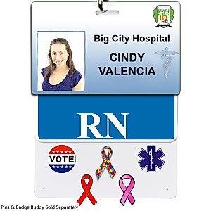 Badge Buddy Pin Holder for Nursing Pins - Horizontal 7 Hole Blank White Card Backer - Display Your Cute, Funny, Trading, Award & Medical Pins - Great for Nurse, Doctor, Student, Staff by Specialist ID