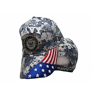 US Navy Seal Patriotic USA Flag Blue ACU Digital Camo Embroidered Cap Hat
