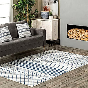 nuLOOM Moroccan Blythe Machine Washable Area Rug, 4' x 6', Blue