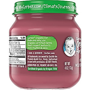 Gerber Purees Organic 2nd Foods Apple Wild Blueberry Baby Food Glass Jar (Pack of 6)
