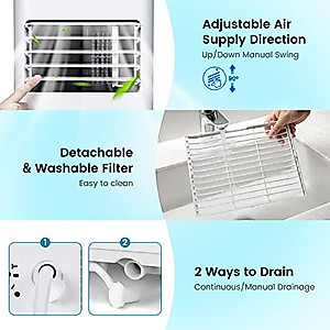 PETSITE 10000 BTU Portable Air Conditioner, 3 in 1 AC Cooling Unit with Remote Control, Dehumidifier, Sleep Mode, Window Kit, Stand up AC Unit for Bedroom Cools up to 350 Sq.Ft
