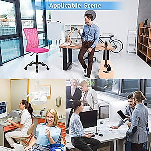 Office Chair Desk Chair Computer Chair with Lumbar Support Ergonomic Mid Back Mesh Adjustable Height Swivel Chair Armless Modern Task Executive Chair for Women Men Adult,Pink