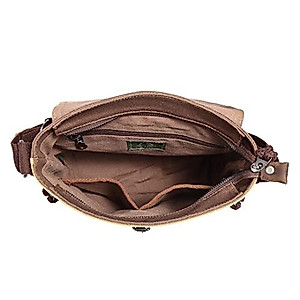 TSD Brand Hidden Woods Canvas Crossbody Bag w/Flap (Brown)