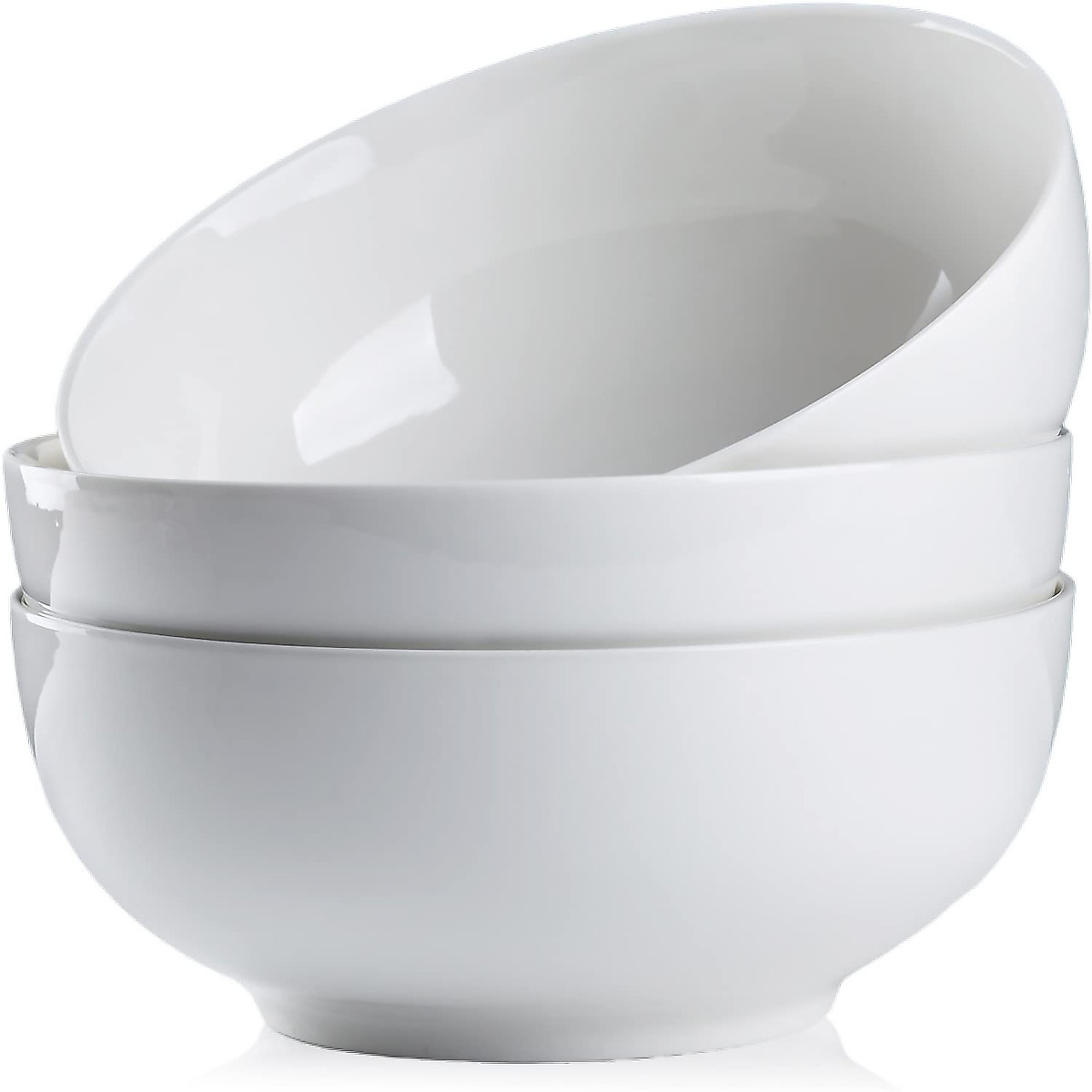 Houlu 60 oz Large Soup Bowls, 8 Inch Pho Bowls, Off White Porcelain Large Ramen Bowl Set of 3