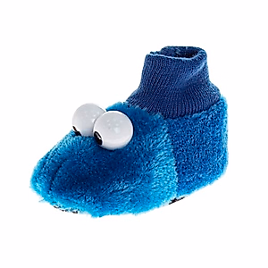 Sesame Street Elmo Cookie Monster Boys Girls Sock Top Slippers,Cookie Monster Blue (Toddler Size 3-4)