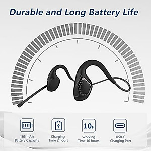 BANIGIPA Bluetooth Headset with Microphone, Wireless Headset w/Noise Canceling Boom Mic, Open Ear Headphones for Phone Laptop PC Computer, Light and Comfortable for Office Meeting Home Working-10 Hrs