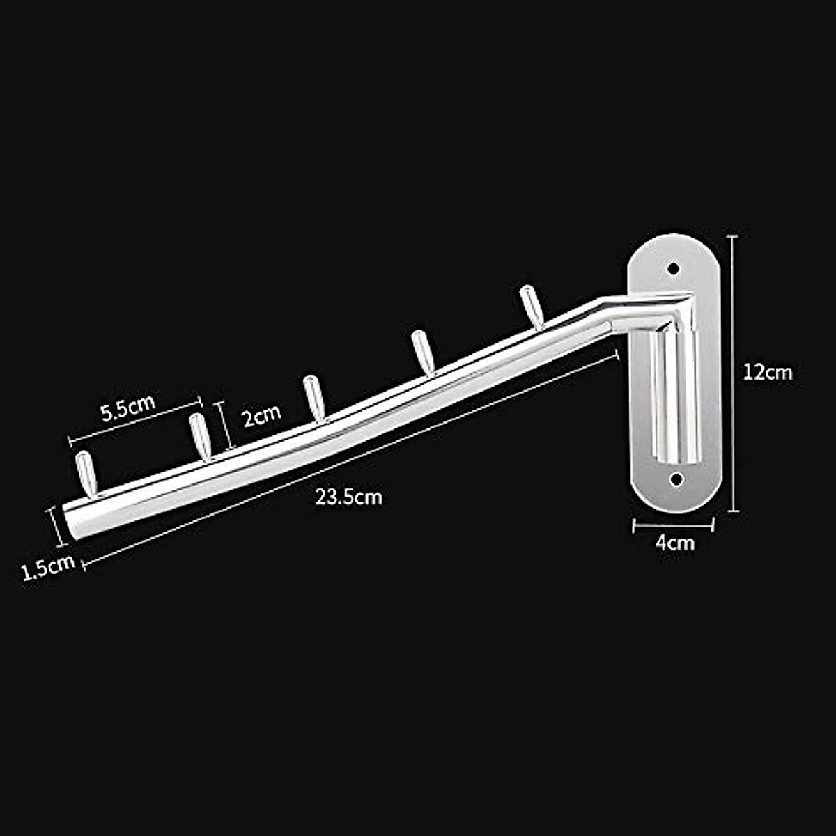 2 Set of NUZAMAS Wall Mounted 304 Stainless Steel Swing Arm Holders, Clothes Coat Hanger, 5 Hooks Coat Rack Closet, Storage Organizer Mirror Finished with Installation Kits